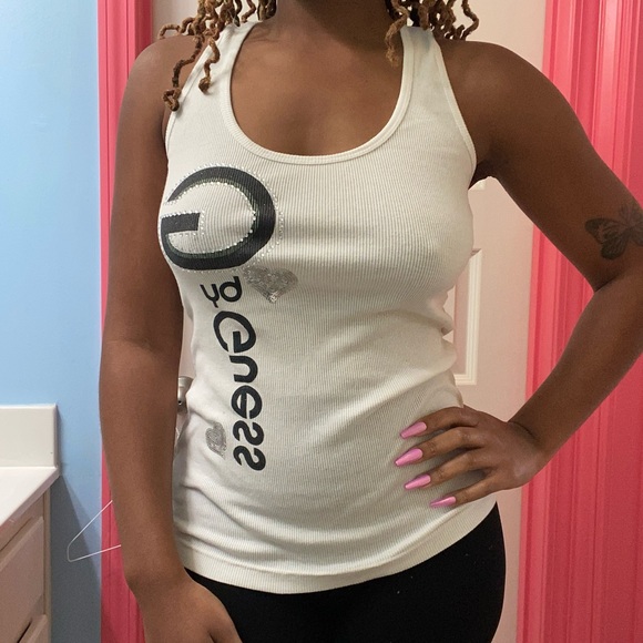 G by Guess | Tops | White G By Guess Tank Top | Poshmark